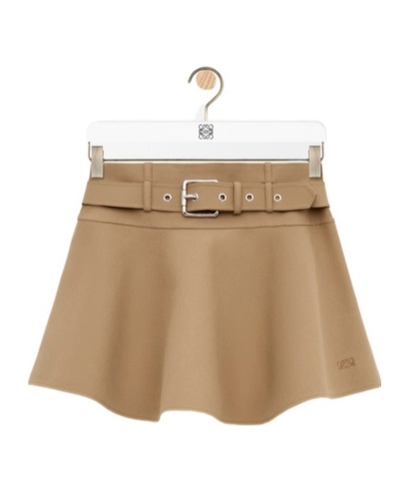 Loewe Mini Skirt In Cotton - Light Brown