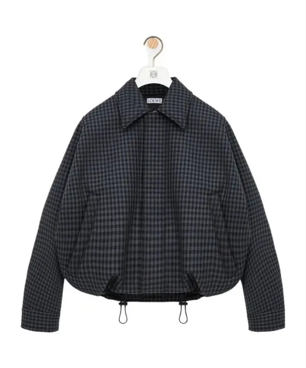 Loewe Checkered Wool Drawstring Jacket - Blue/black