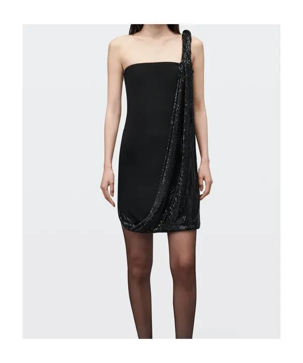 Alexander Wang Crystal Embellished Asymmetric Strapless Mini Dress