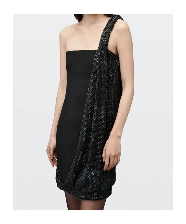 Alexander Wang Crystal Embellished Asymmetric Strapless Mini Dress