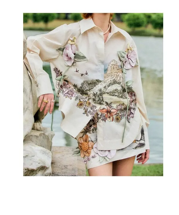 Farm Rio Toile De Rio Long Sleeve Shirt