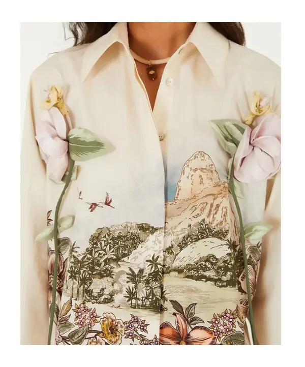 Farm Rio Toile De Rio Long Sleeve Shirt