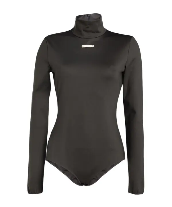 MAISON MARGIELA Solid Color Turtleneck Long-sleeve Bodysuit - Green