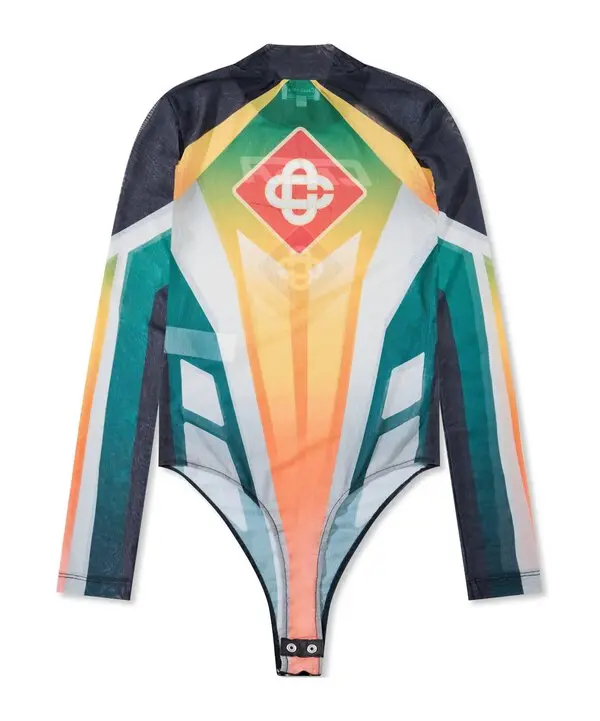 Casablanca Printed Mesh Bodysuit