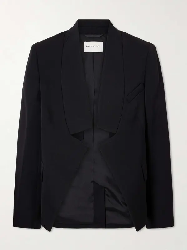 Givenchy Reverse Lapel Wool Grain De Poudre Jacket - Black