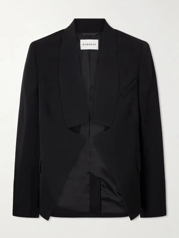 Givenchy Reverse Lapel Wool Grain De Poudre Jacket - Black
