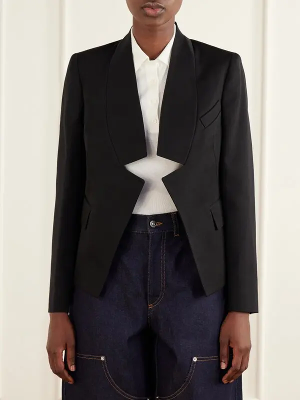 Givenchy Reverse Lapel Wool Grain De Poudre Jacket - Black