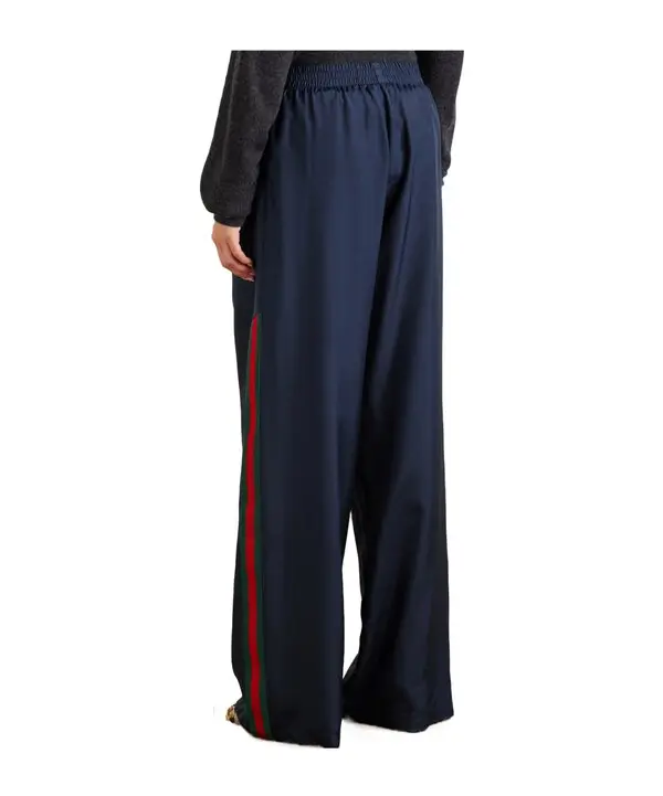 Gucci Technical Silk Poplin Pants With Web Detail