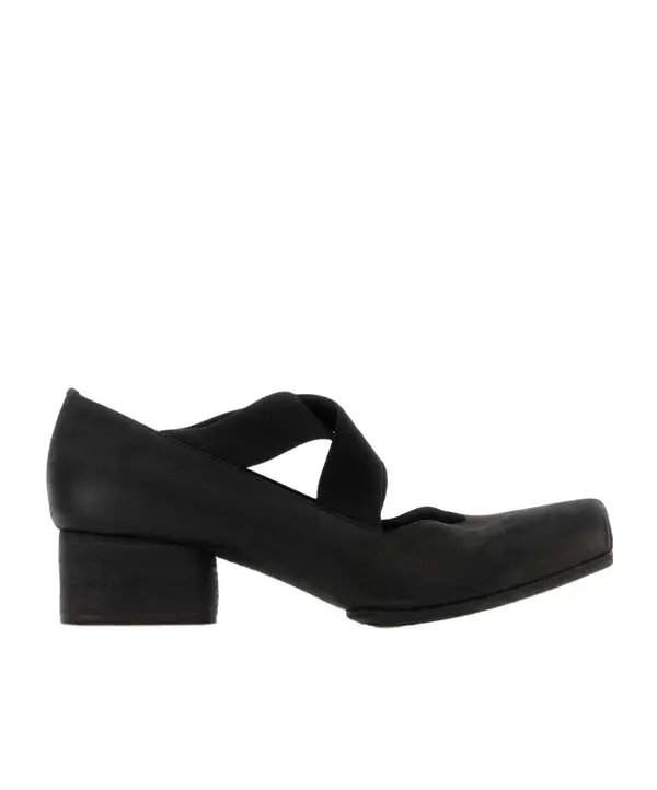 UMA WANG Square-toed Ballet Shoes With Chunky Heel - Black