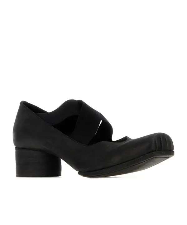 UMA WANG Square-toed Ballet Shoes With Chunky Heel - Black