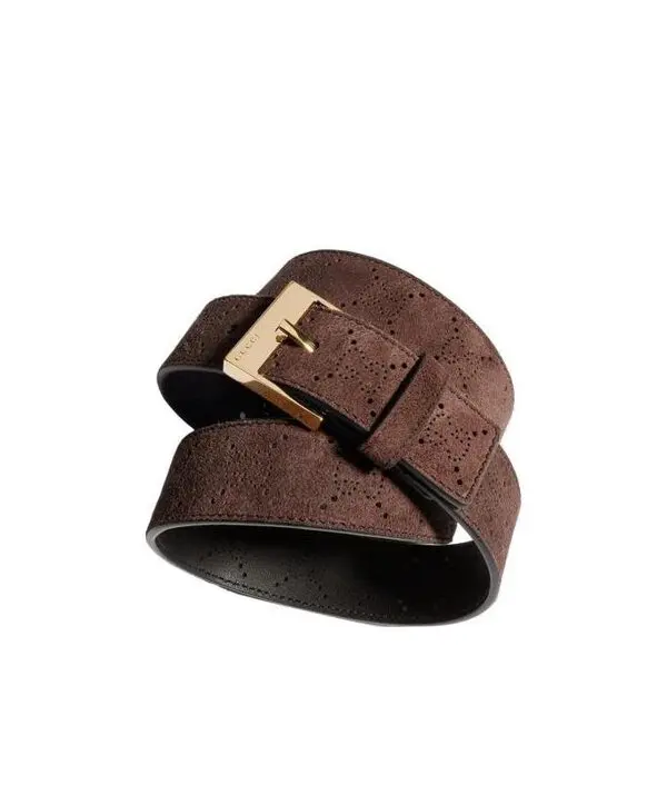 Gucci Squared Buckle Belt - Dark Brown