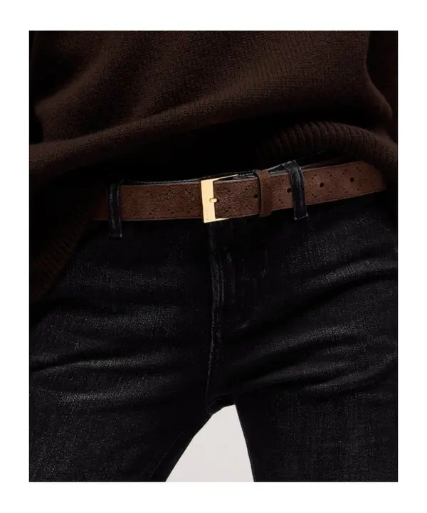 Gucci Squared Buckle Belt - Dark Brown