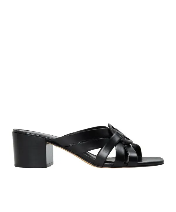 Michael Kors Leather Mid Heel Mule Sandals