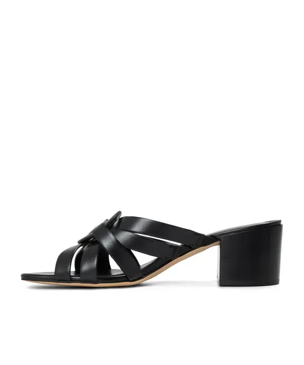 Michael Kors Leather Mid Heel Mule Sandals