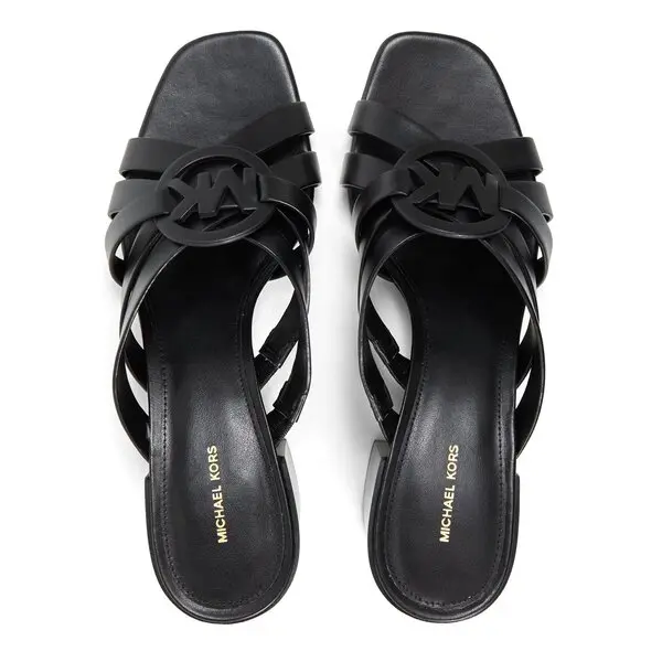 Michael Kors Leather Mid Heel Mule Sandals