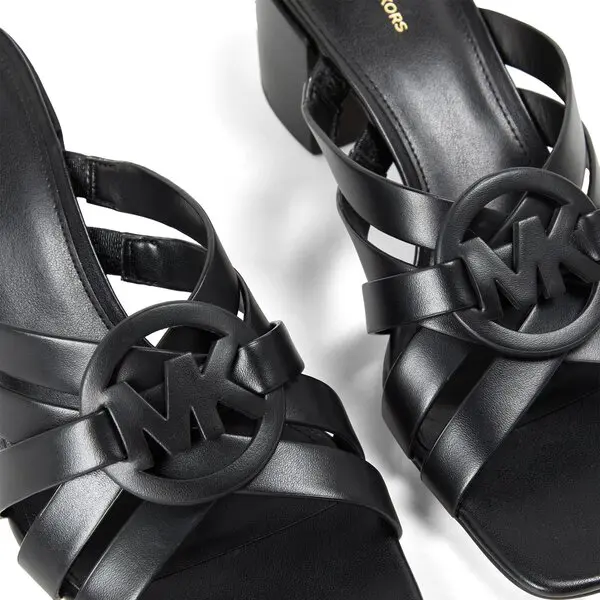 Michael Kors Leather Mid Heel Mule Sandals