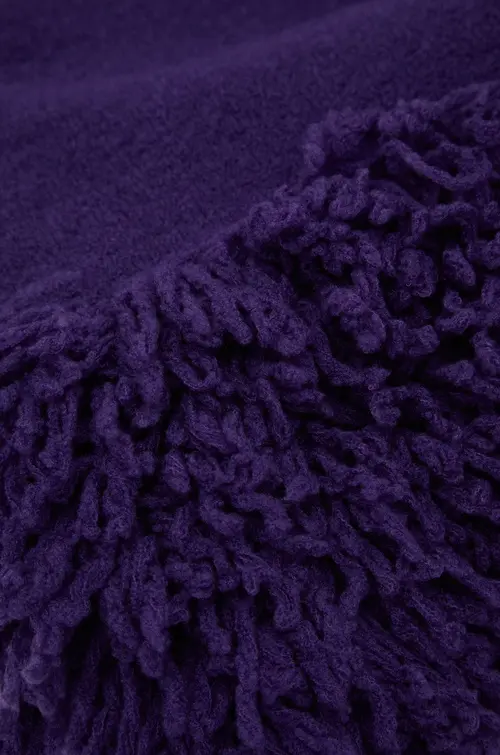 Loewe Sleeveless Wool Blend Dress With Fur Trim - Purple