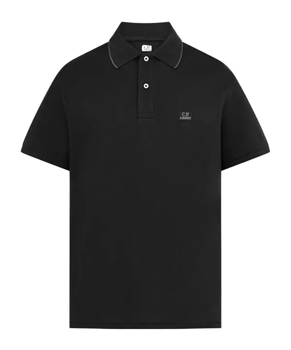 C.P. COMPANY Short Sleeve Tipped Polo Shirt - Black