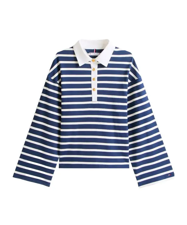 Tommy Hilfiger Striped Longsleeve Polo Shirt - Blue