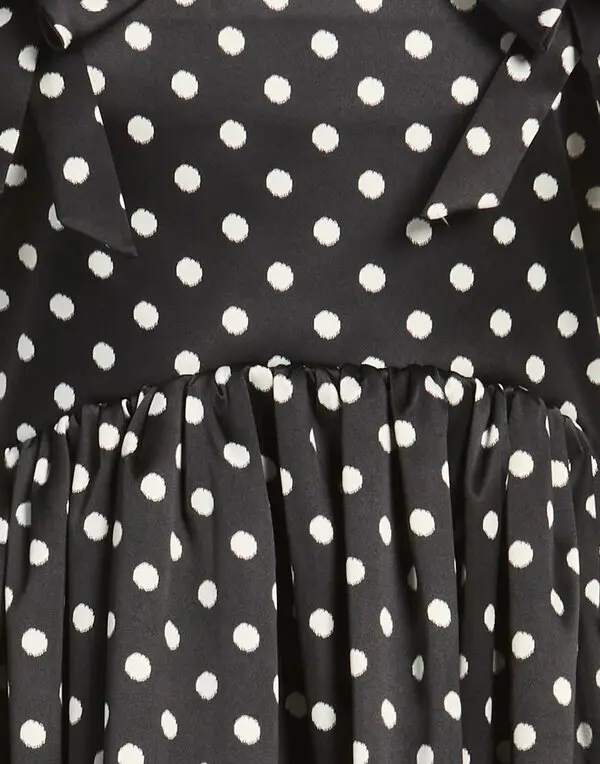 GANNI Polka Dot Square Neck Bow Dress
