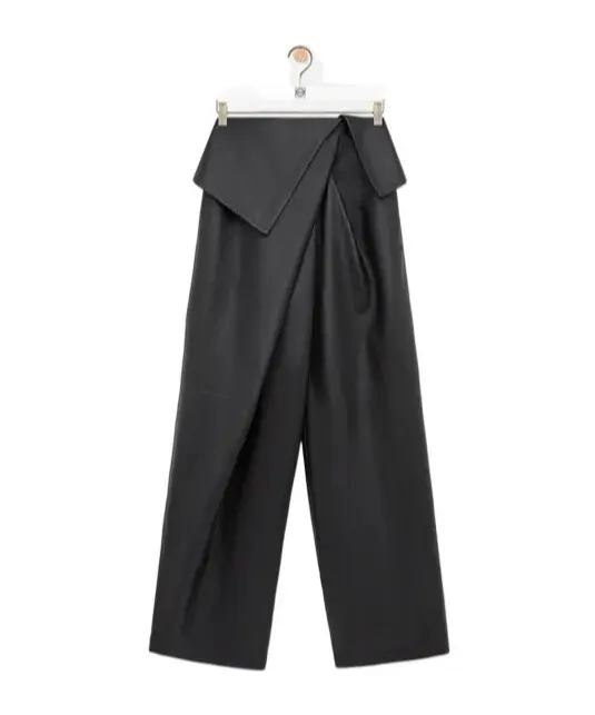 Loewe Draped Trousers In Nappa Lambskin - Black