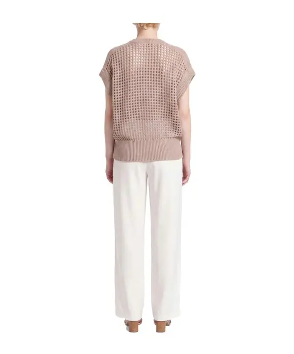 Brunello Cucinelli Sleeveless V-neck Knit Top