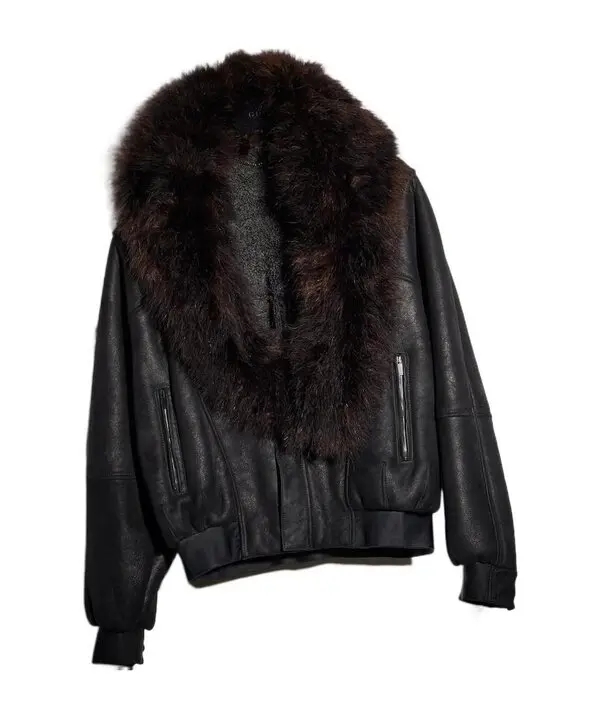 Gucci Fuzzy Collar Bomber Jacket - Black