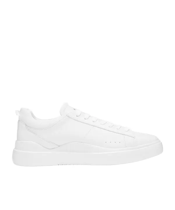 Hugo Boss Solid Color Leather Low Trainers - White