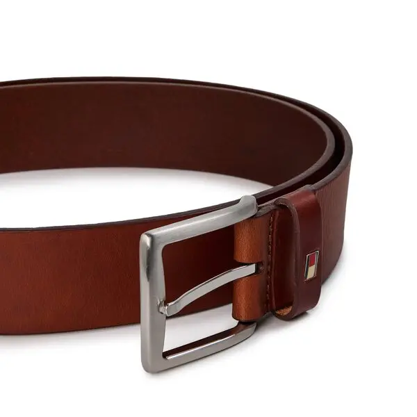 Tommy Hilfiger Leather Belt With Brushed Steel Buckle