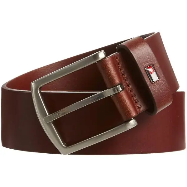 Tommy Hilfiger Leather Belt With Brushed Steel Buckle