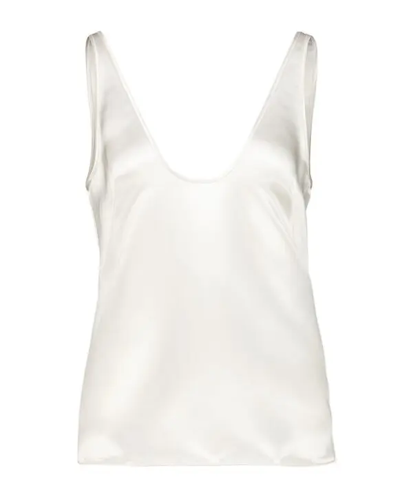 TOM FORD Off- Silk Scoop Neck Tank Top - White