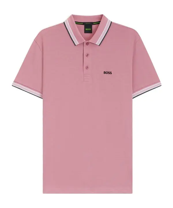 Hugo Boss Shortsleeve Polo Shirt With Trimcollar - Pink