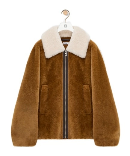 Loewe Jacket In Shearling - Camel