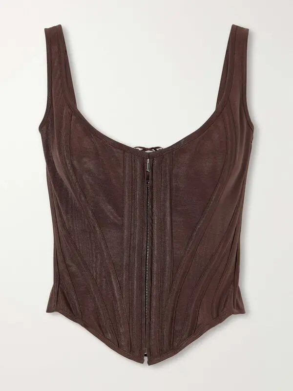WIEDERHOEFT Venus Corset Paneled Twill Top