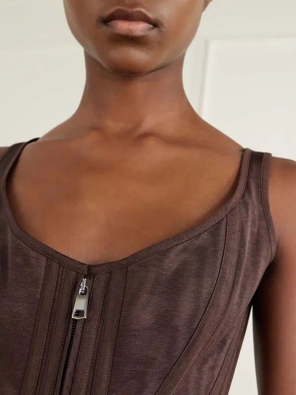 WIEDERHOEFT Venus Corset Paneled Twill Top