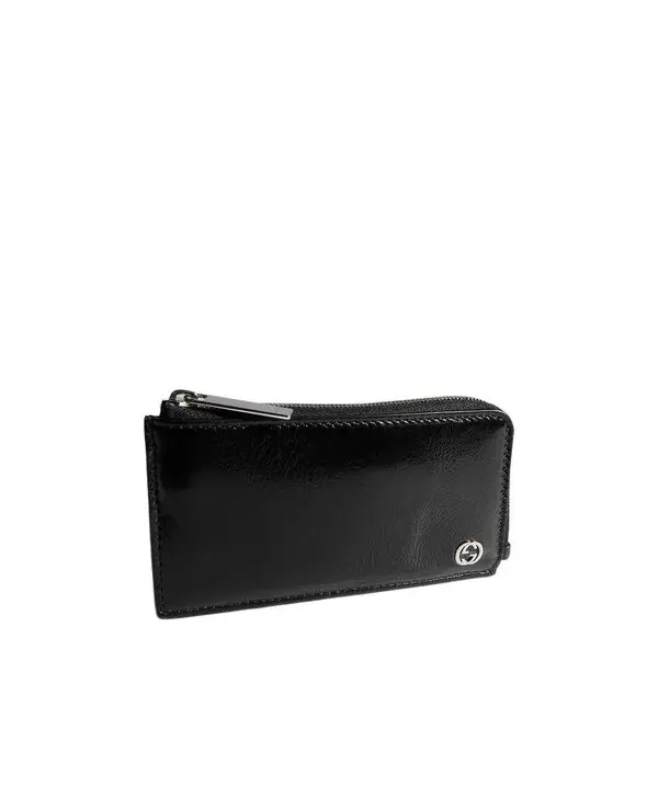 Gucci Interlocking G Zip Card Case - Black