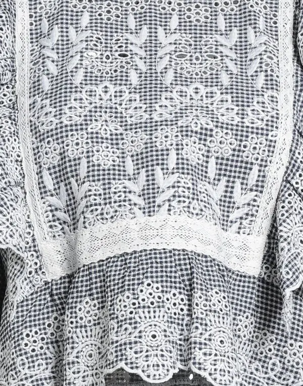 Max Mara Long-sleeved Plaid Shirt With Lace Trim And Ruffles