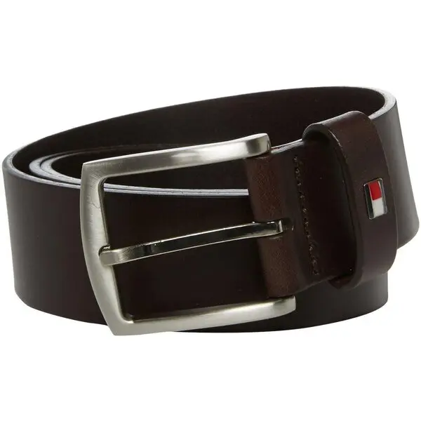 Tommy Hilfiger Leather Belt With Brushed Steel Buckle