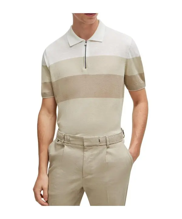 Hugo Boss Horizontalstripe Shortsleeve Knit Polo Shirt