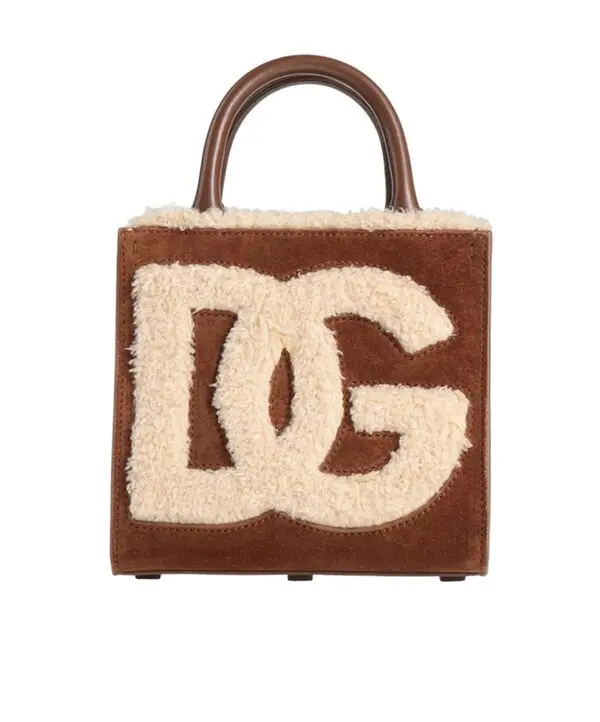 Dolce & Gabbana Double-layer Velvet-textured Tote Bag With Logo - Brown