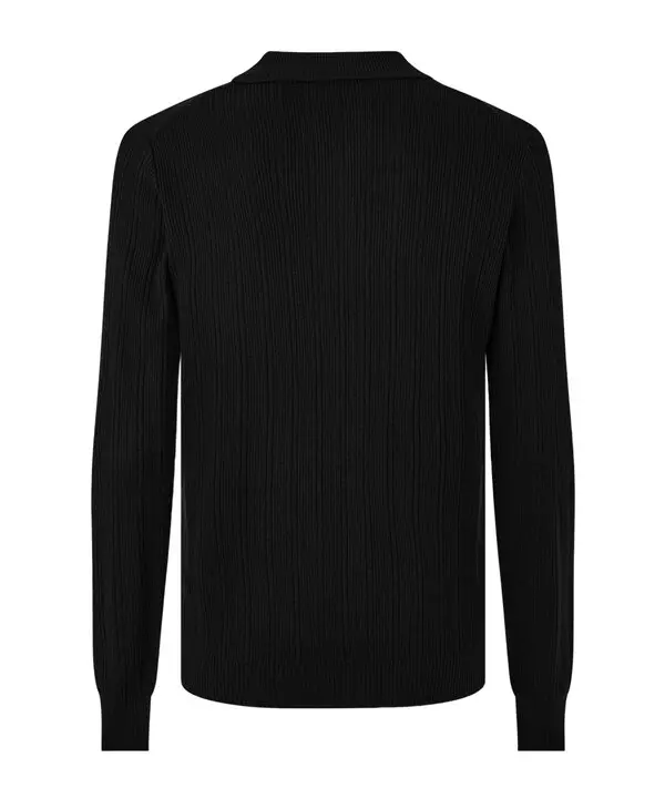 Hugo Boss Ribbed Knit Zip Up Polo Top