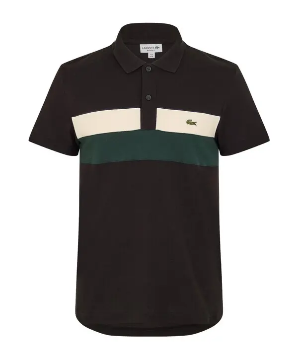 Lacoste Shortsleeve Polo Shirt With Horizontal Colourblock Stripes