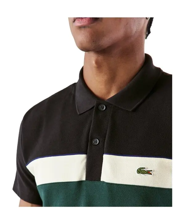 Lacoste Shortsleeve Polo Shirt With Horizontal Colourblock Stripes