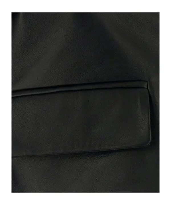 Marni Long-sleeved Leather Jacket With Studded Collar