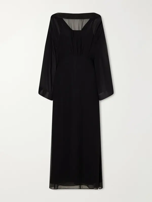 Saloni Yuki Layered Organza And Silk Maxi Dress - Black