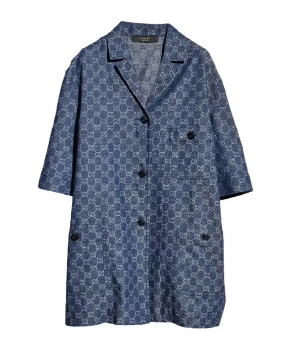 Gucci Gg Jacquard Short Sleeve Shirt - Blue