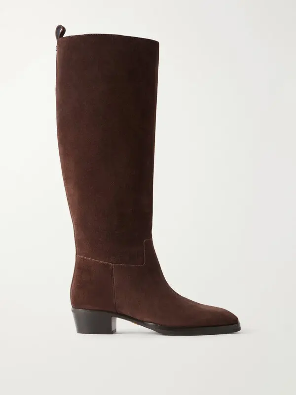 JIMMY CHOO Paneled Suede Knee Boots - Brown