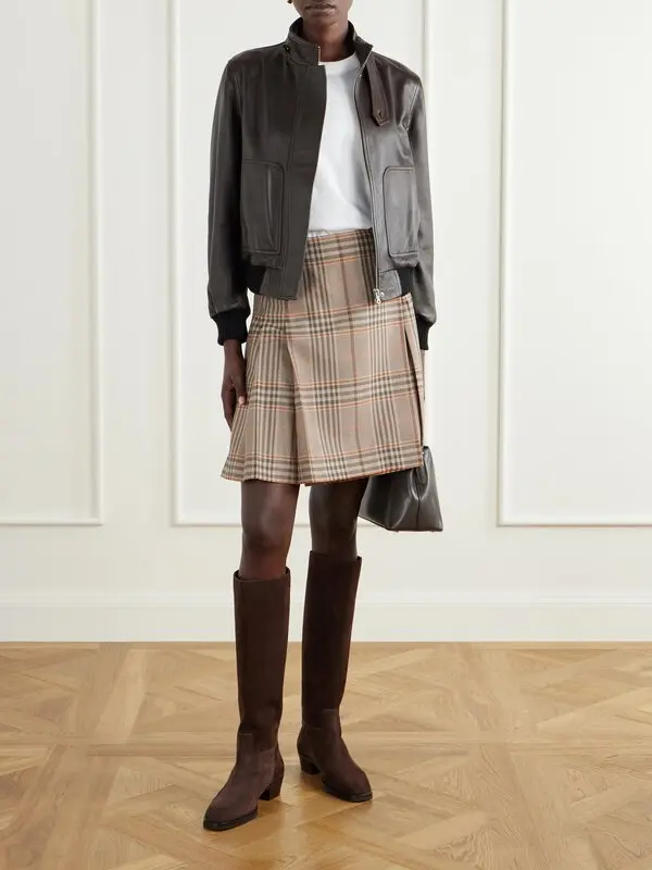 JIMMY CHOO Paneled Suede Knee Boots - Brown