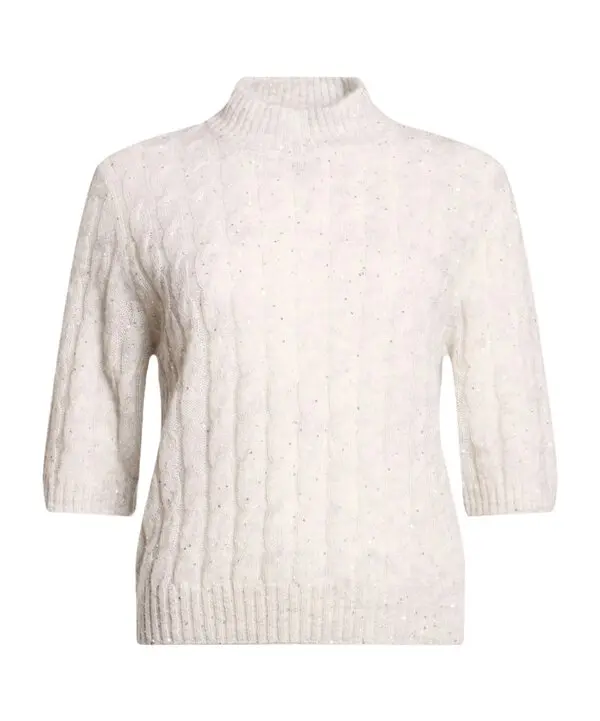 Brunello Cucinelli Mid-length Short-sleeve Knit Top - Grey