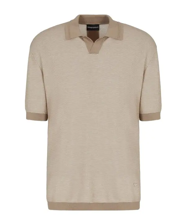 Emporio Armani Knit Shortsleeve Polo Shirt - Nude